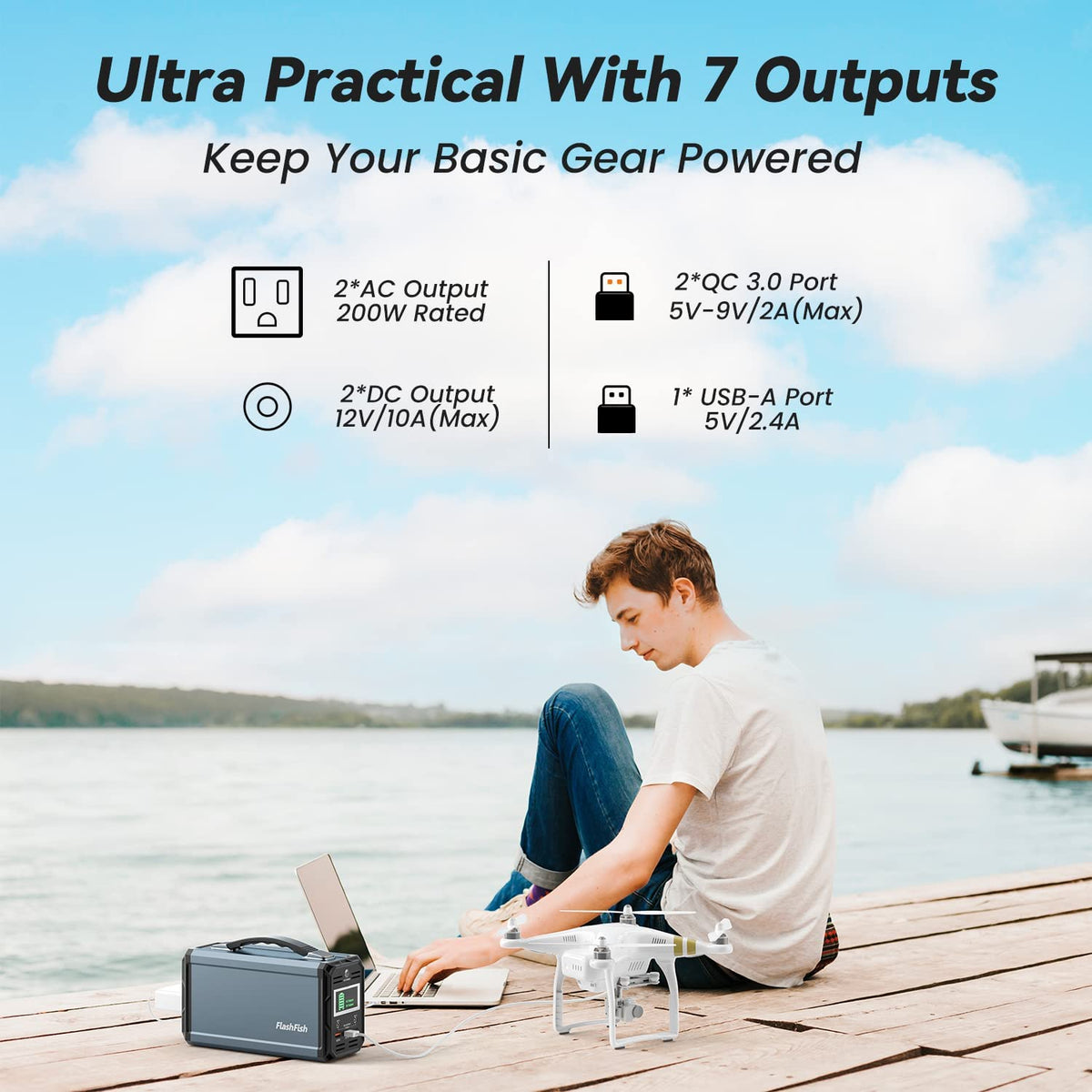 FlashFish G300 Portable Power Station | 300W 222Wh only $159.99